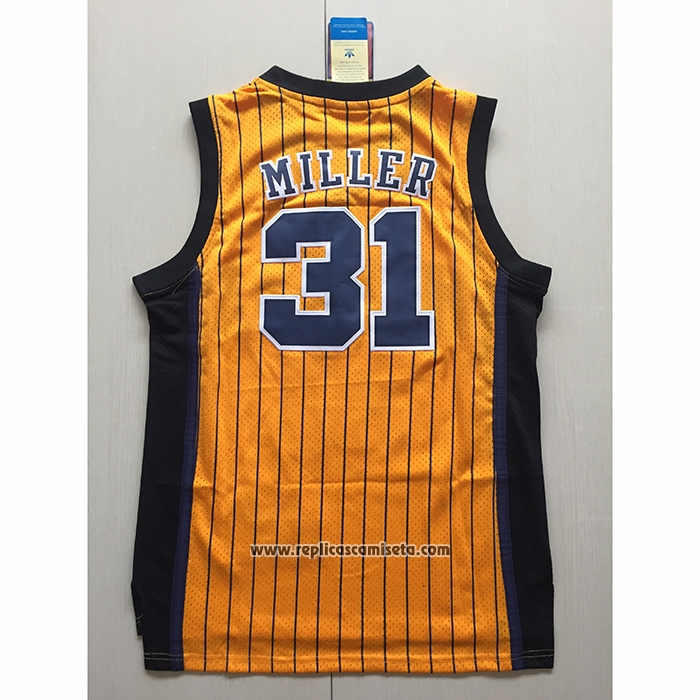Camiseta Indiana Pacers Reggie Miller #31 Retro Amarillo